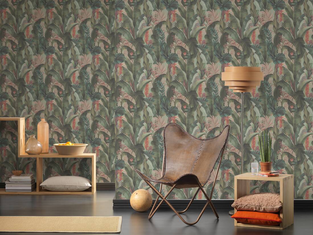 LIVINGWALLS WALLPAPER «FLORAL, GREEN, PINK, RED» 394353 - Prodaja tapeta